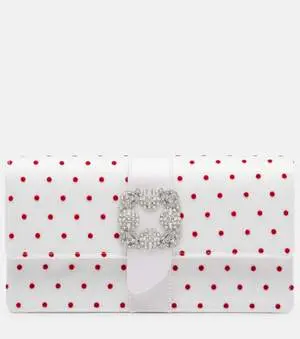 Manolo Blahnik Capri Embellished Polka-dot Satin Clutch - White