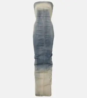 Rick Owens Denim Bustier Dress - Beige