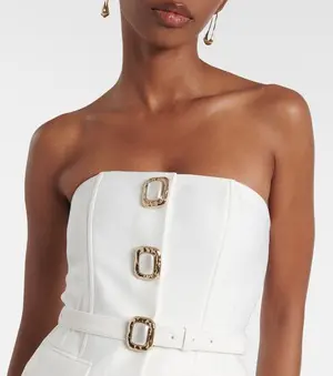 SELF-PORTRAIT Bridal Strapless Taffeta Midi Dress