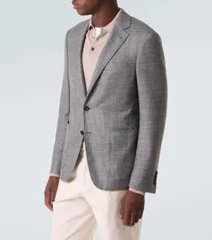Canali Checked Wool, Silk, And Cashmere Blazer