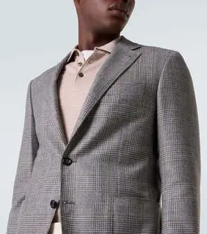 Canali Checked Wool, Silk, And Cashmere Blazer