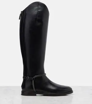 Brunello Cucinelli Monili Leather Knee-high Boots - Black