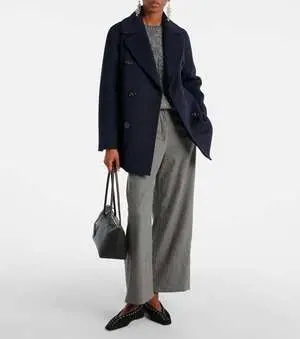 Max Mara Floria Virgin Wool Wide-leg Pants In Urban - Grey