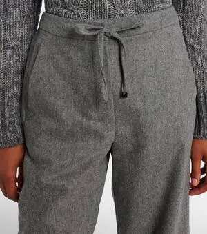 Max Mara Floria Virgin Wool Wide-leg Pants In Urban - Grey