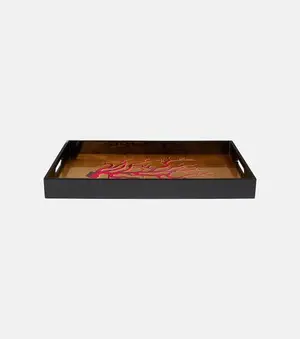 LES-OTTOMANS Lacquered Wooden Decorative Tray - Multicoloured