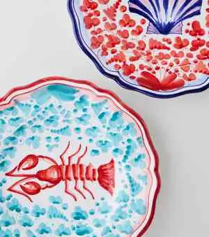 LES-OTTOMANS Dots Set Of 4 Ceramic Dinner Plates