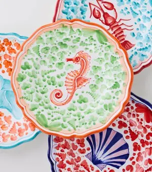 LES-OTTOMANS Dots Set Of 4 Ceramic Dinner Plates