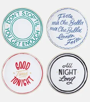 BITOSSI The Club Set Of 4 Pizza Plates - Multicoloured