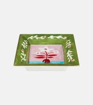 BITOSSI Fiori Bianchi Porcelain Tray - Multicoloured