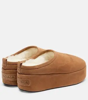 Balenciaga Alaska Suede Platform Mules - Brown