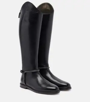 Brunello Cucinelli Monili Leather Knee-high Boots