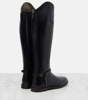 Brunello Cucinelli Monili Leather Knee-high Boots