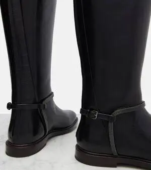 Brunello Cucinelli Monili Leather Knee-high Boots