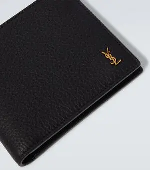 Saint Laurent Tiny Cassandre East/west Leather Wallet - Black