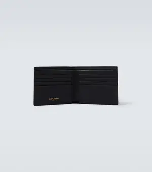 Saint Laurent Tiny Cassandre East/west Leather Wallet - Black