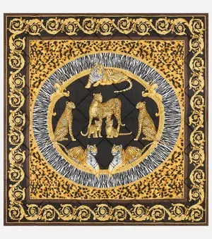 Versace Wild Cats Cotton Satin Throw - Black