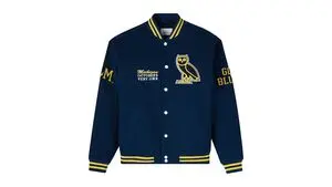 OVO X Ncaa Michigan Wolverines Varsity Jacket - Navy Blue