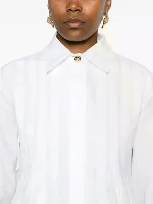 Sandro Cropped Pleated Cotton Shirt - White