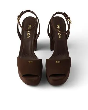 Prada Platform Suede Sandals - Brown