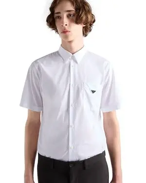 Prada Hort-leeved Cotton Hirt - White