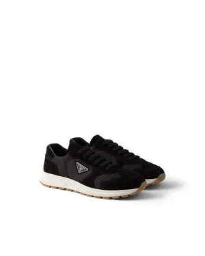 Prada Prax Suede And Re-nylon Sneakers - Black