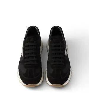 Prada Prax Suede And Re-nylon Sneakers - Black
