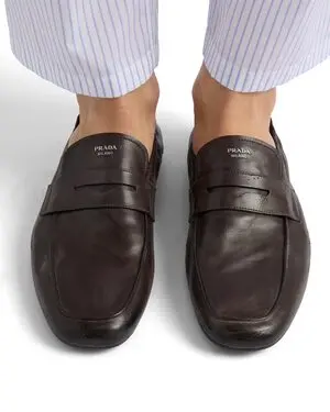 Prada Antiqued Leather Loafers - Brown