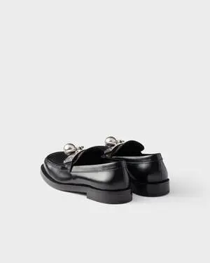 Prada Brushed Leather Loafers With Metal Ring