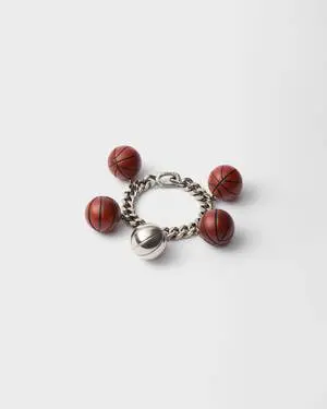 Prada Metal Basketball Charm Bracelet - Pewter/orange