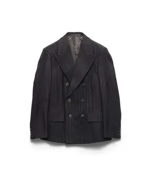 Prada Double-breasted Wool Blend Jacket Black