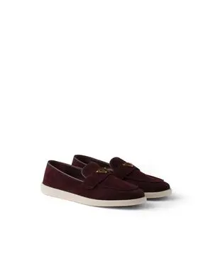 Prada Suede Leather Loafers - Red
