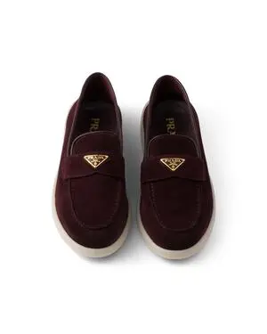 Prada Suede Leather Loafers - Red