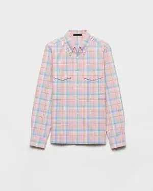 Prada Checked Cotton Button-down Shirt - Alabaster Pink
