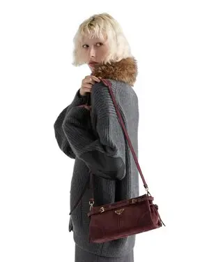 Prada Small Suede Shoulder Bag - Red
