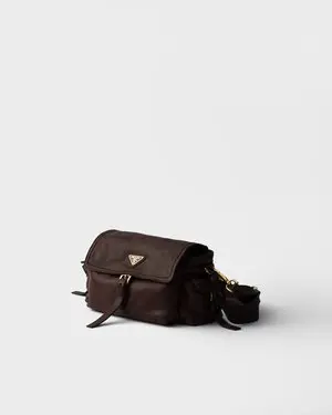 Prada Medium Nappa Leather Shoulder Bag With Flap - Sienna