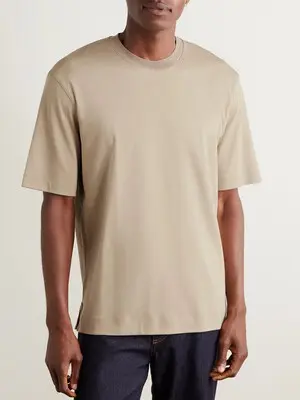 Zegna Cotton And Silk-blend Jersey T-shirt - Neutrals