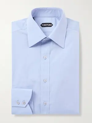 TOM FORD Slim-fit Cotton-poplin Shirt - Blue