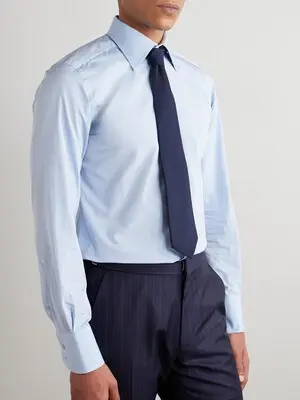 TOM FORD Slim-fit Cotton-poplin Shirt - Blue