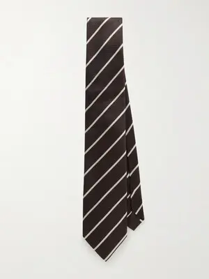 TOM FORD 8cm Striped Silk-jacquard Tie - Brown