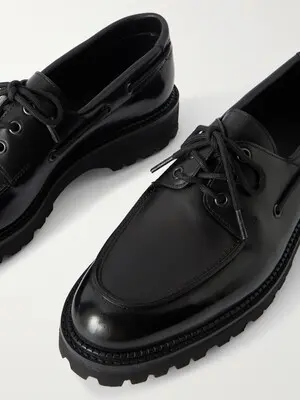 John Lobb Tide Glossed-leather Boat Shoes - Black
