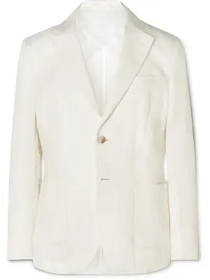 Frescobol Carioca Paulo Unstructured Linen Suit Jacket - White