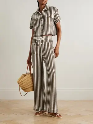 Veronica Beard Zosia Striped Knit Wide-leg Pants