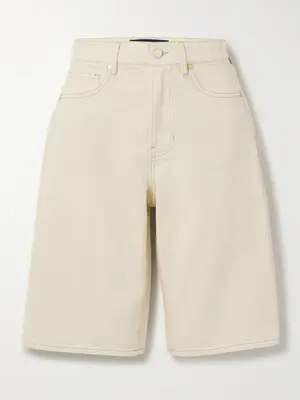 Veronica Beard Charlotte Denim Bermuda Shorts - Neutrals