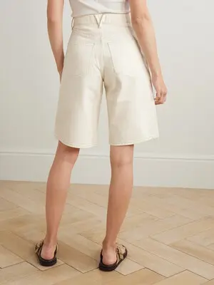 Veronica Beard Charlotte Denim Bermuda Shorts - Neutrals