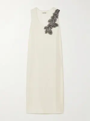 RÓHE Lace-trimmed Silk-satin Maxi Dress - Neutrals