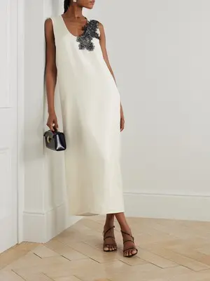 RÓHE Lace-trimmed Silk-satin Maxi Dress - Neutrals