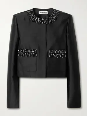 SELF-PORTRAIT Crystal-embellished Taffeta Jacket