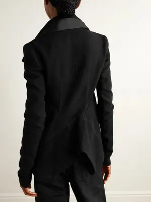 Rick Owens Satin-trimmed Boiled-wool Turtleneck Jacket