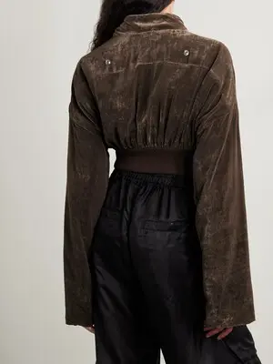 Rick Owens Cropped Gathered Velvet Jacket