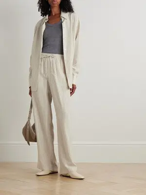 RÓHE Striped Wide-leg Silk Pants